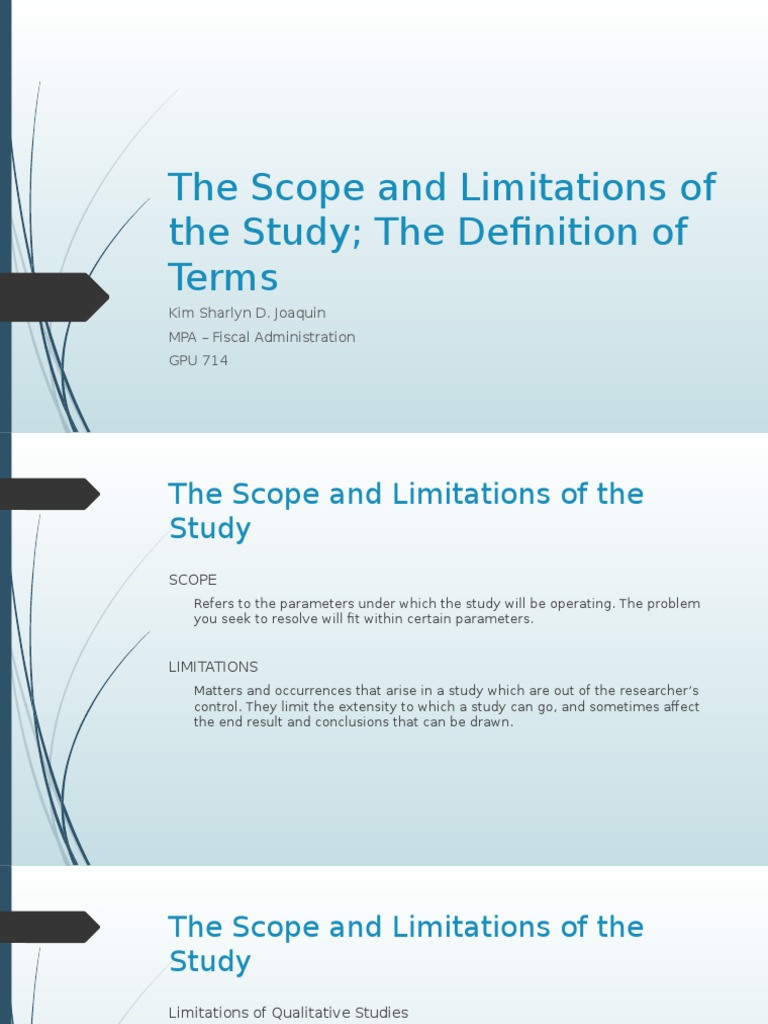 The Scope and Limitations of The Study | PDF | Scope (Computer Science ...