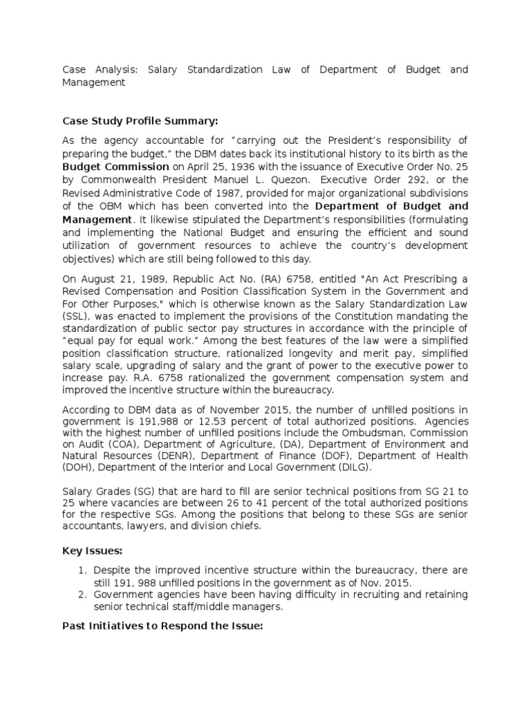 Salary Standardization Law | Civil Service | Compensation And Benefits