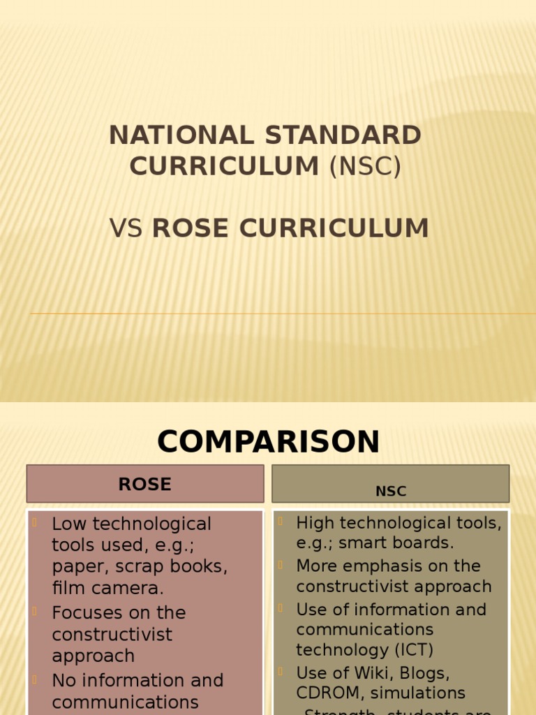 National Standard Curriculum NSC Vs Rose | PDF