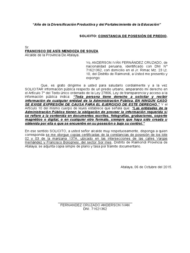 Solicitud de Constancia de Posicion | PDF