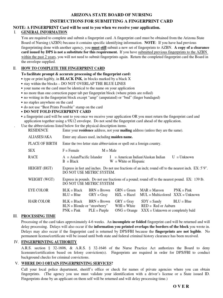 Arizona State Board of Nursing Instructions For Submitting A ...