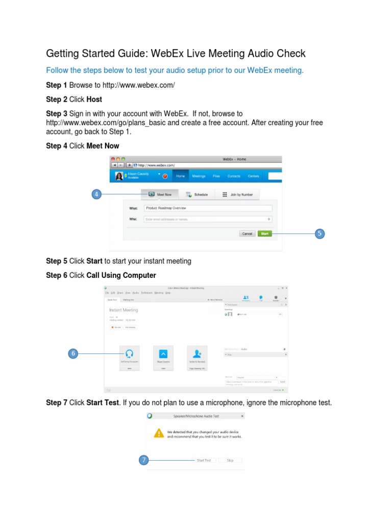 WebEx Audio Check Guide | PDF