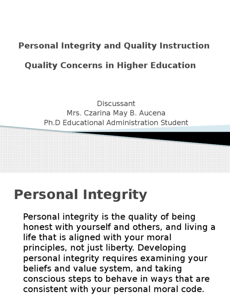 Personal Integrity and Quality Instruction | PDF | Integrity ...