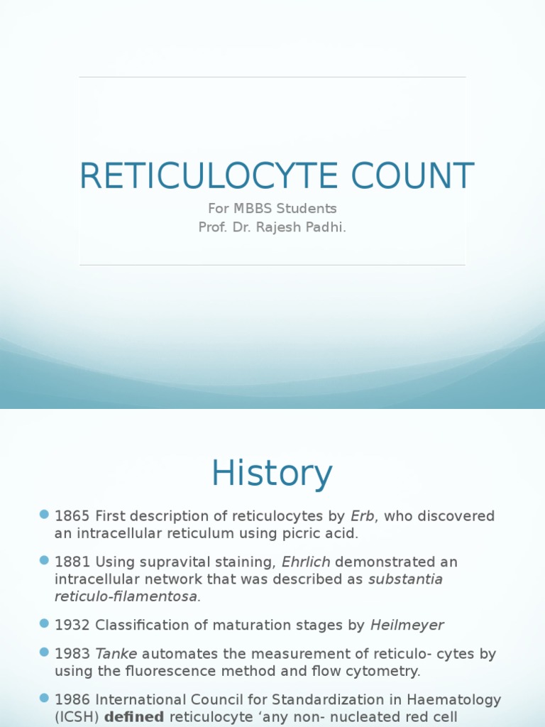 Reticulocyte Count For MBBS Students | PDF | Anemia | Red Blood Cell
