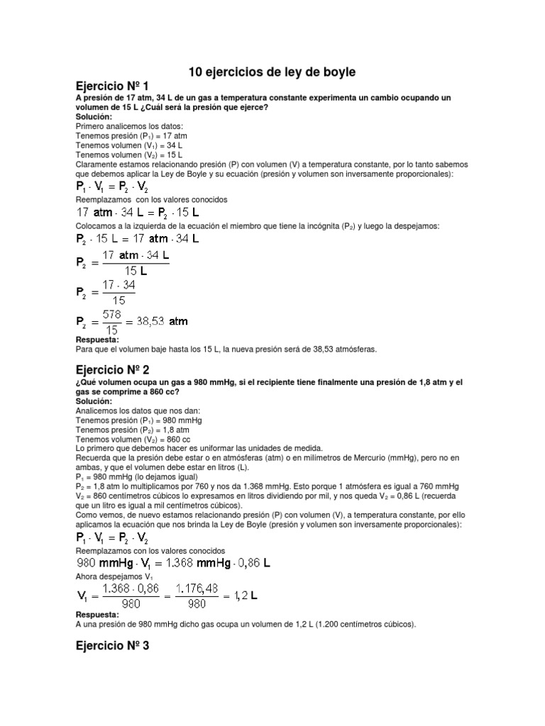 10 Ejercicios de Ley de Boyle | Celsius | Gases