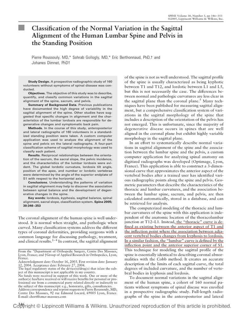 Roussouly-Classification of The Normal Variation in The Sagittal ...