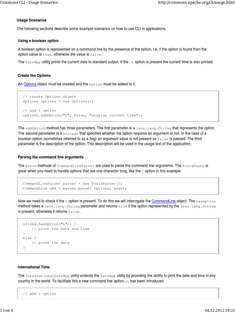 Apache Comons CLI | PDF | Command Line Interface | Parsing