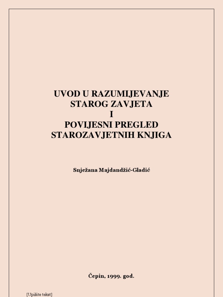Snježana Majdandžić-Gladić, Uvod U Razumijevanje Starog Zavjeta I ...