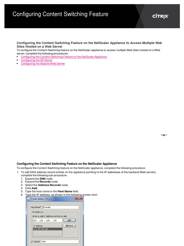 Configuring NetScaler Content Switching | PDF | Load Balancing ...