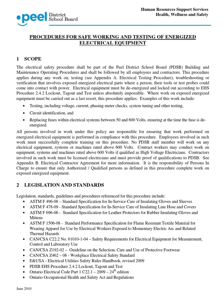 Safe Procedures for Energized Electrical Work | PDF | Electrician ...