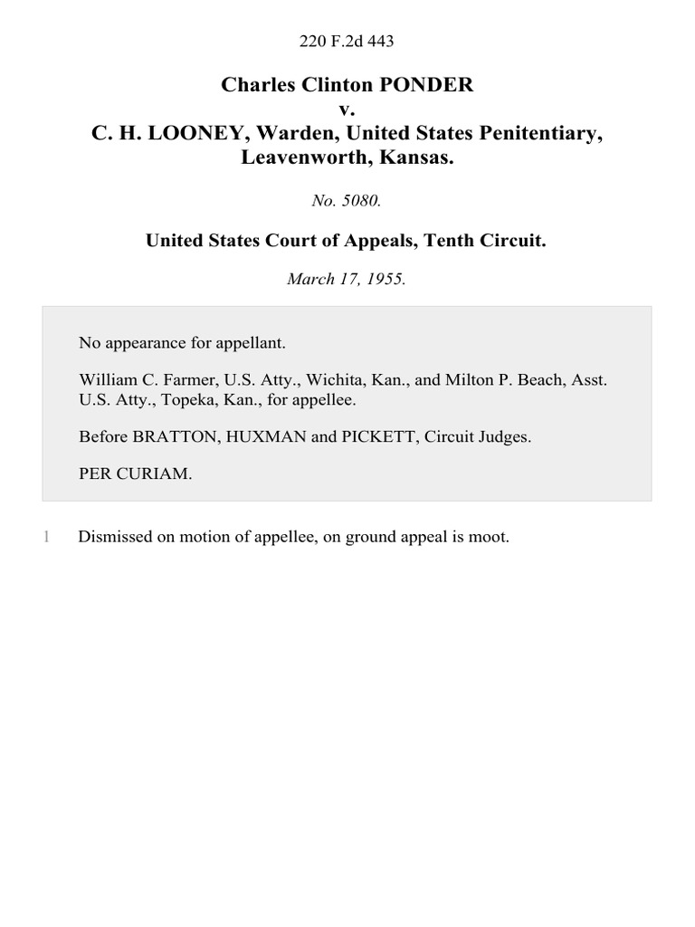 Charles Clinton Ponder v. C. H. Looney, Warden, United States ...