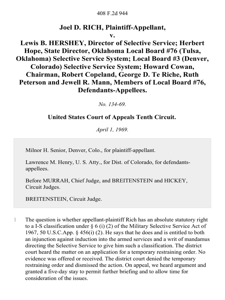 United States Court of Appeals Tenth Circuit | PDF | Selective Service ...
