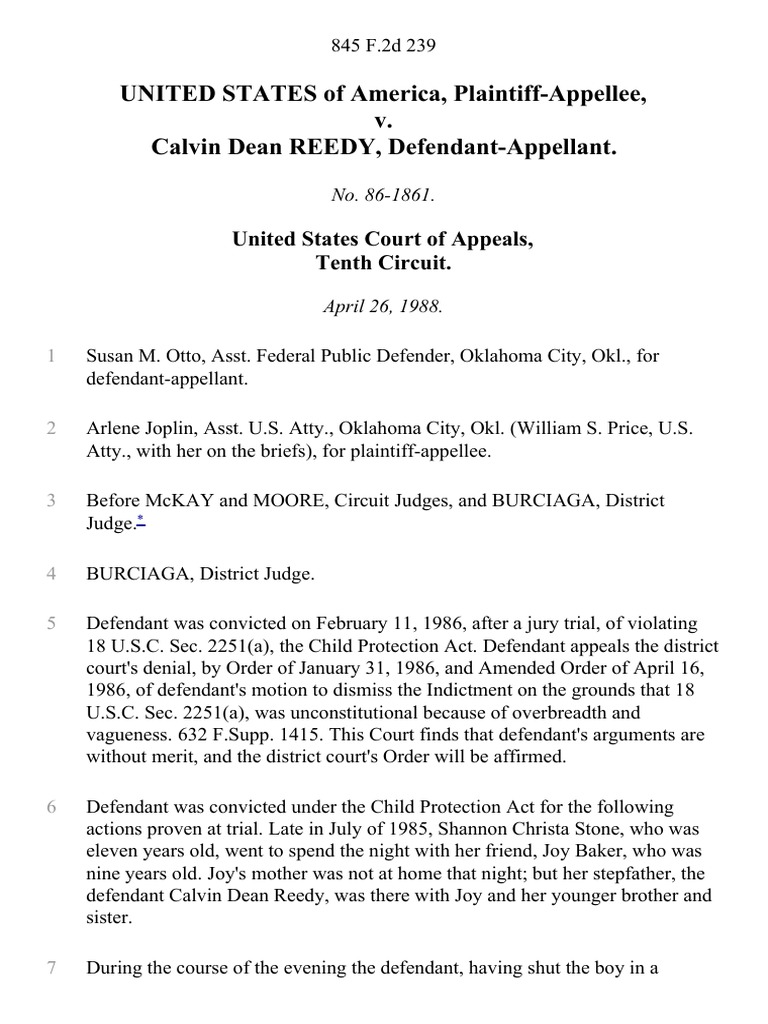 United States v. Calvin Dean Reedy, 845 F.2d 239, 10th Cir. (1988 ...