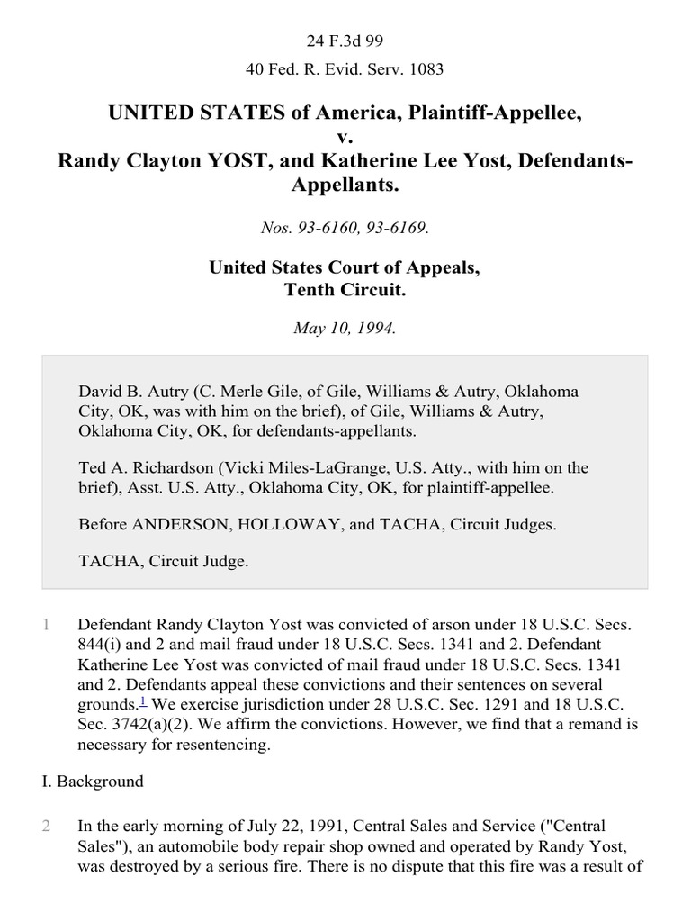 United States v. Randy Clayton Yost, and Katherine Lee Yost, 24 F.3d 99 ...