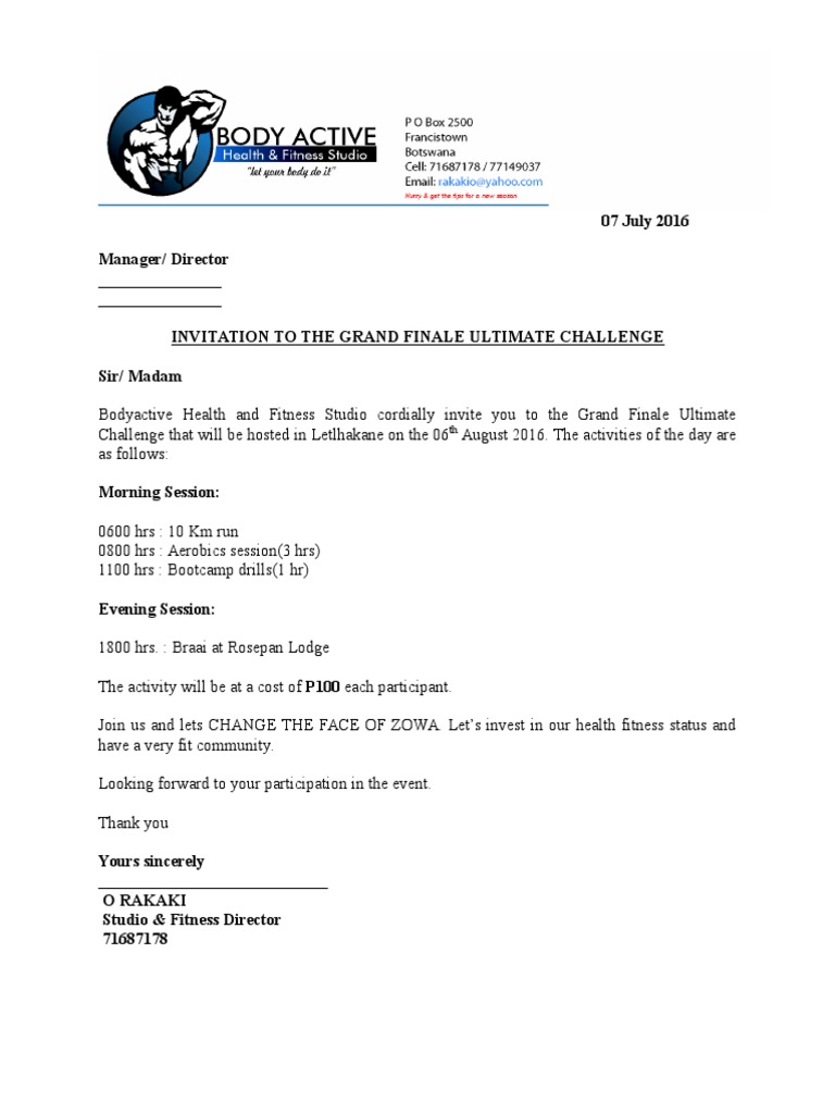 Grand Finale Ultimate Challenge Invitation | PDF | Physical Exercise ...