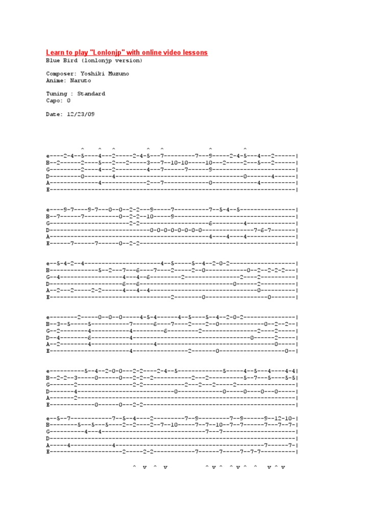 Naruto Bluebird by LONLONJP Guitar Tab | PDF