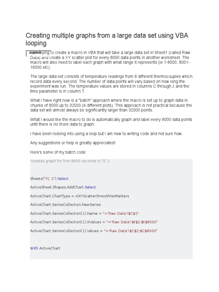 Creating Multiple Graphs From A Large Data Set Using VBA Looping | PDF ...