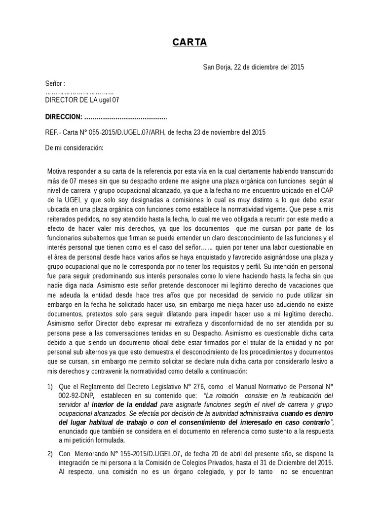 CARTA NOTARIAL Respuesta A Direct Ugel 7 Nelly - Docx 3 | PDF | Gobierno | Política (general)