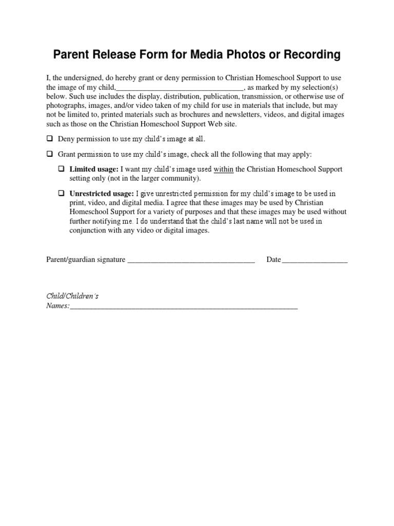 Chs-Parent Release Form For Media | PDF