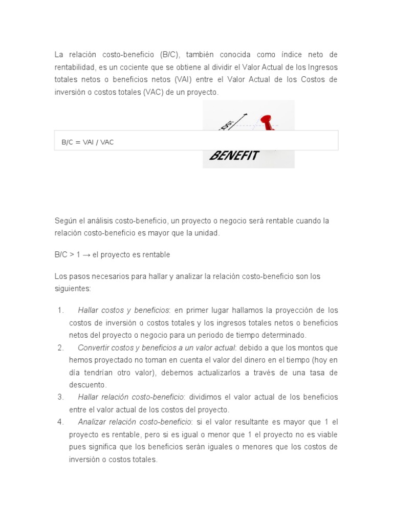 La Relación Beneficio Costo | PDF | Análisis coste-beneficio ...