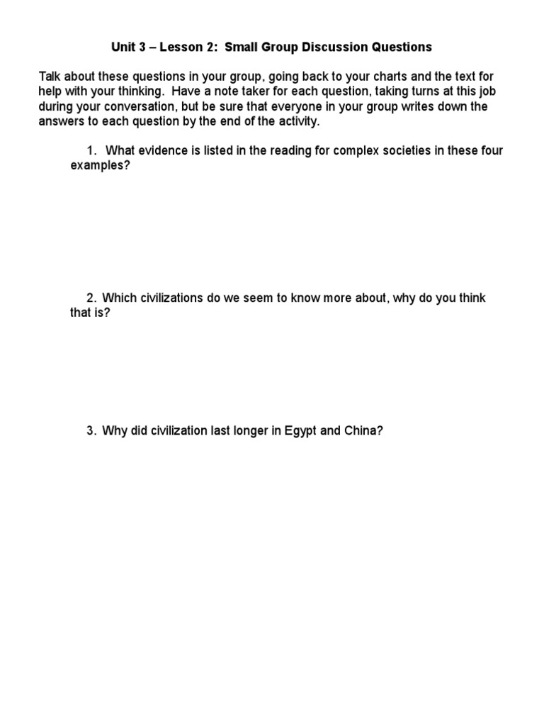 U3 l2 4 Small Group Discussion Questions | PDF
