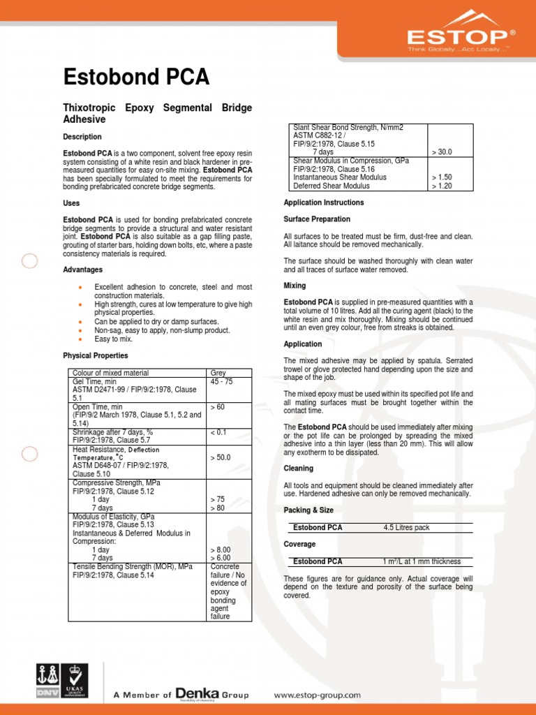 Estobond PCA - Data Sheet - 130702 | PDF | Epoxy | Adhesive