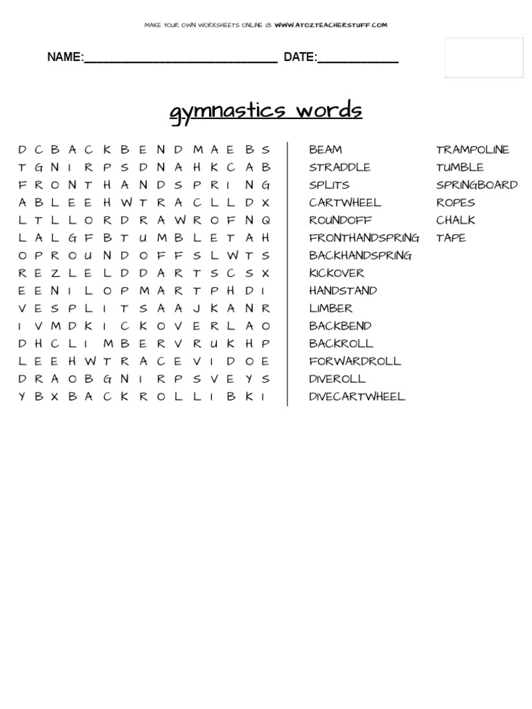 Gymnastics Word Search | PDF