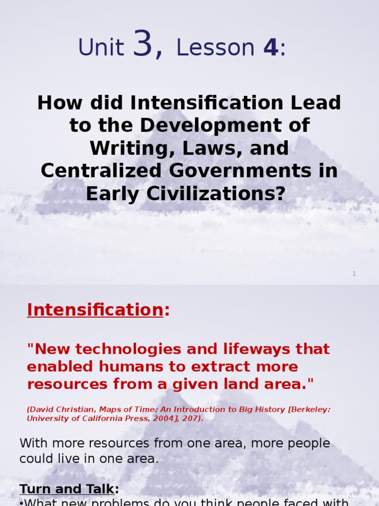 U3 l4 PPT Intensification Writing Laws and Centralized Government | PDF | Archaeology