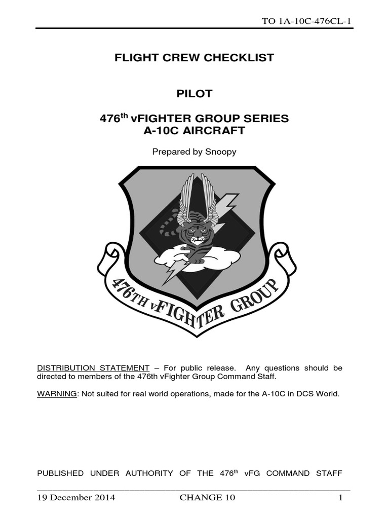 A-10C Flight Crew Checklist 476th vFG | PDF | Landing Gear | Turbocharger