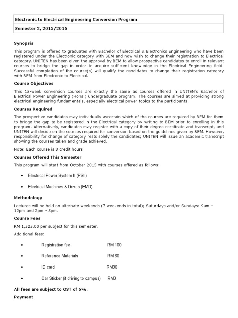 Electronic To Electrical Engineering Conversion Program Semester 2 ...