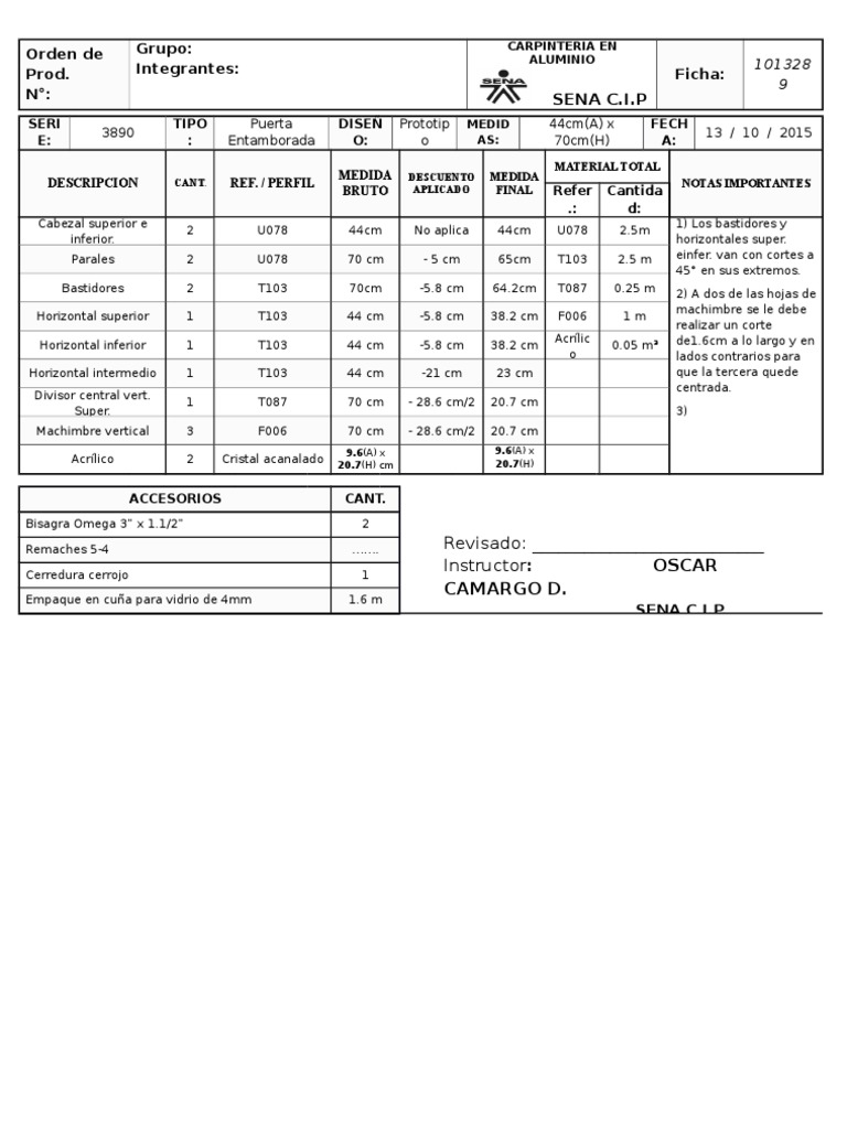 Plantilla Orden de Produccion | PDF