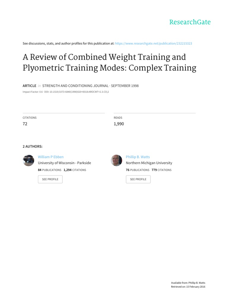 Complex Training PDF | PDF | Weight Training | Strength Training