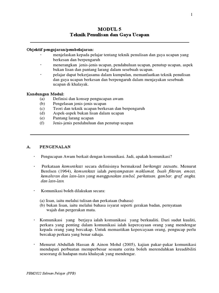 Teknik Penulisan Dan Gaya Ucapan - Salinan Pelajar | PDF