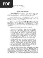Sample Affidavit Complaint for E-Libel | Defamation | Justice