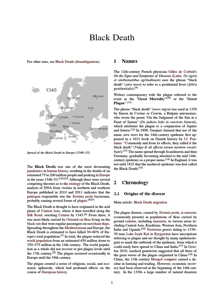 Origins and Spread of the Deadly Black Plague Pandemic | PDF | Black ...
