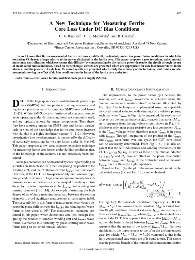 A New Technique For Measuring Ferrite Core Loss Under DC Bias ...