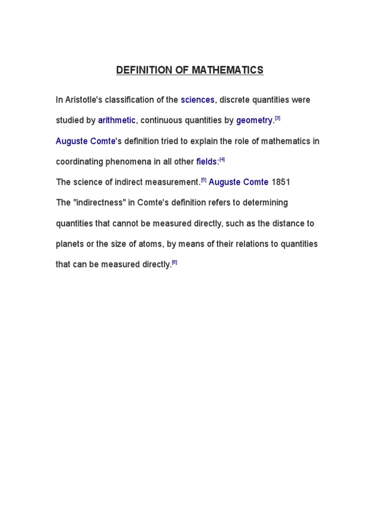 Definition of Mathematics | PDF