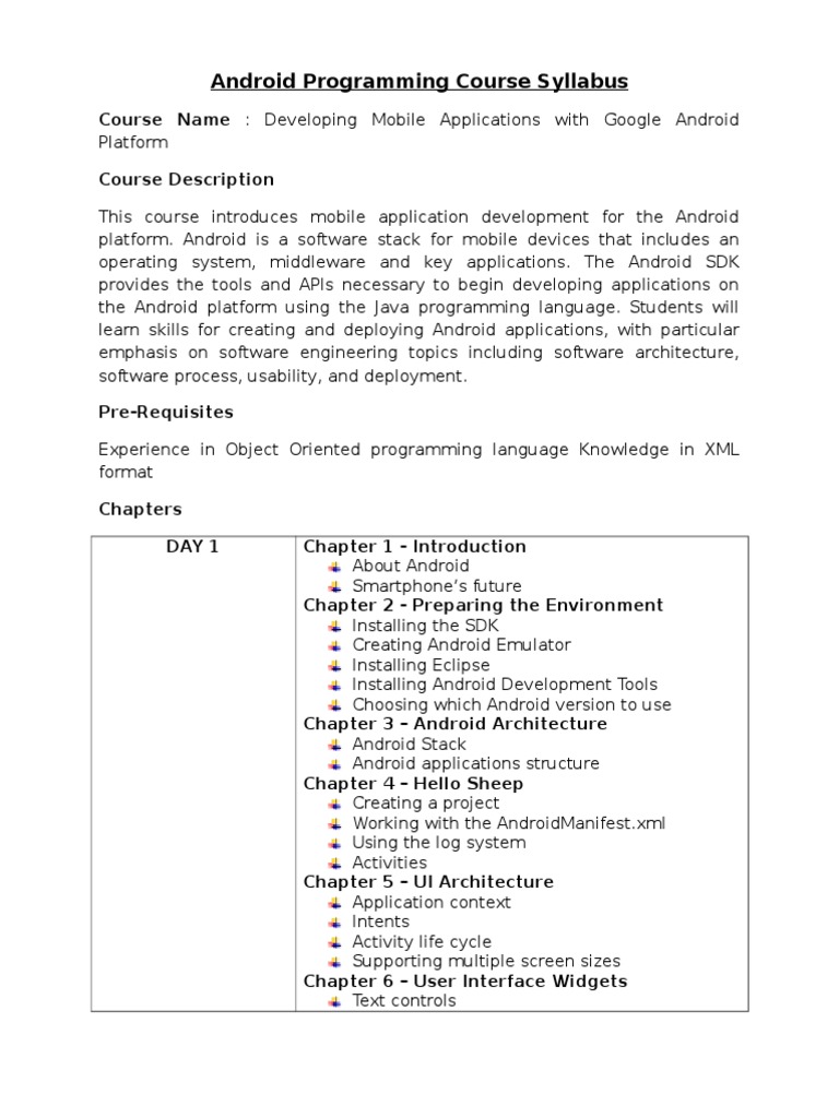 Android Syllabus | PDF | Android (Operating System) | Mobile App