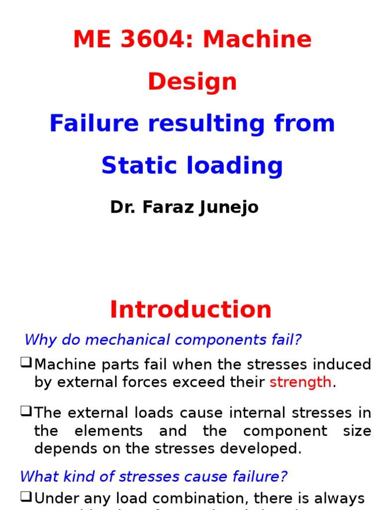 Failure - Static Loading | PDF | Strength Of Materials | Yield (Engineering)