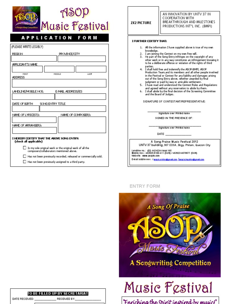 Asop Entry Form | PDF