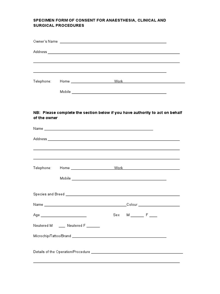 Anaesthesia Consent | PDF | Anesthesia | Consent