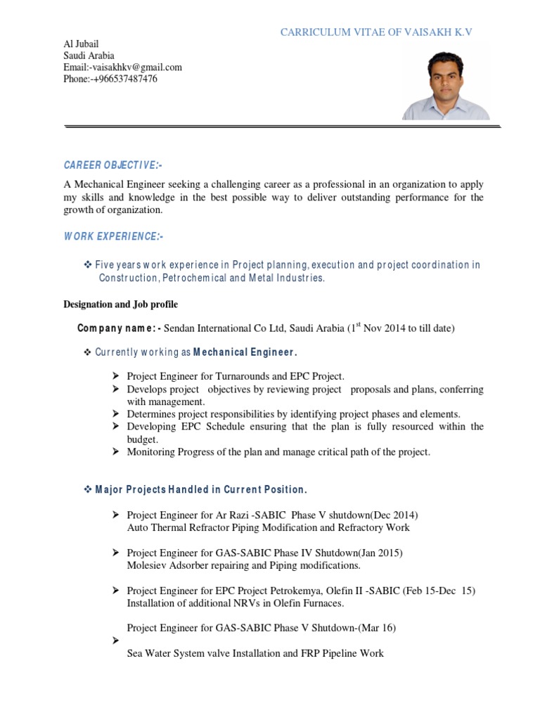 Mechanical Project Engineer CV | PDF | Refractory | Industries