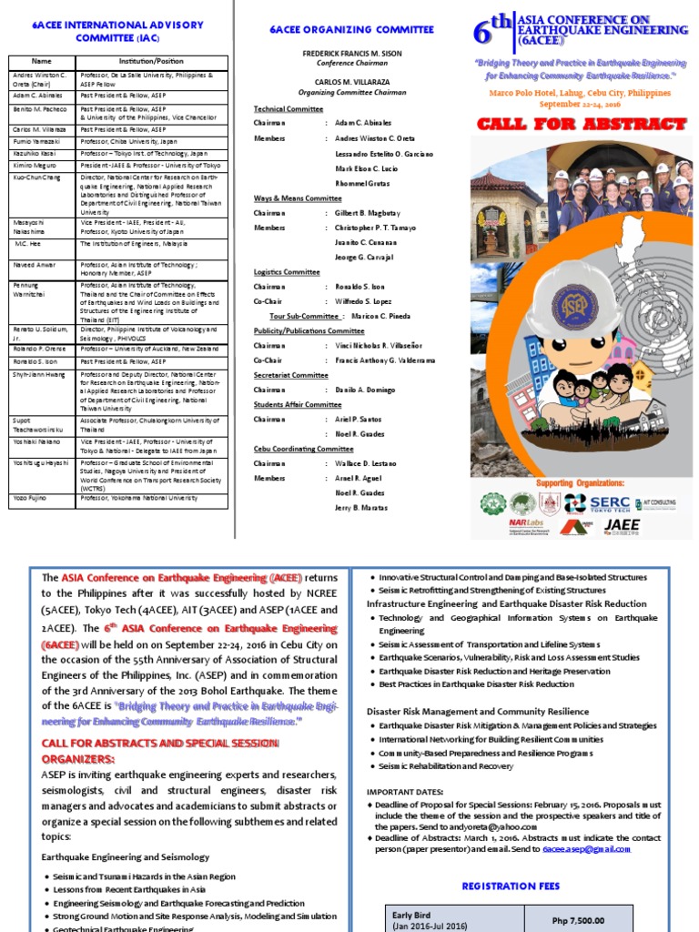6th ACEE Flyer | PDF | Disaster Risk Reduction | Earthquake Engineering