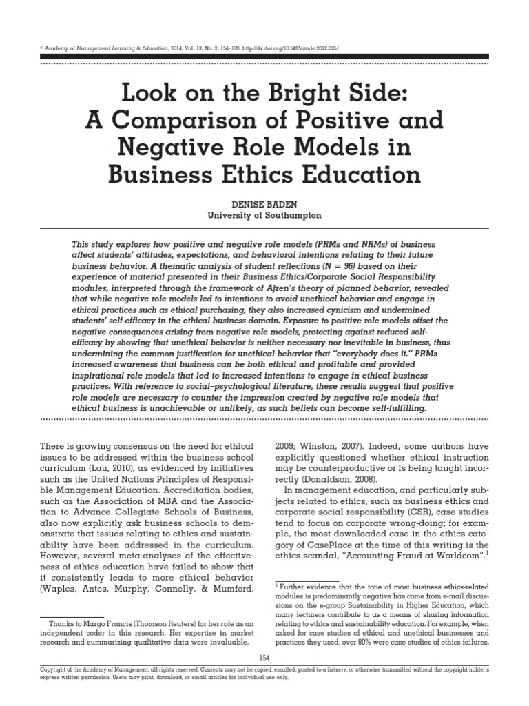Look On The Bright Side: A Comparison of Positive and Negative Role ...