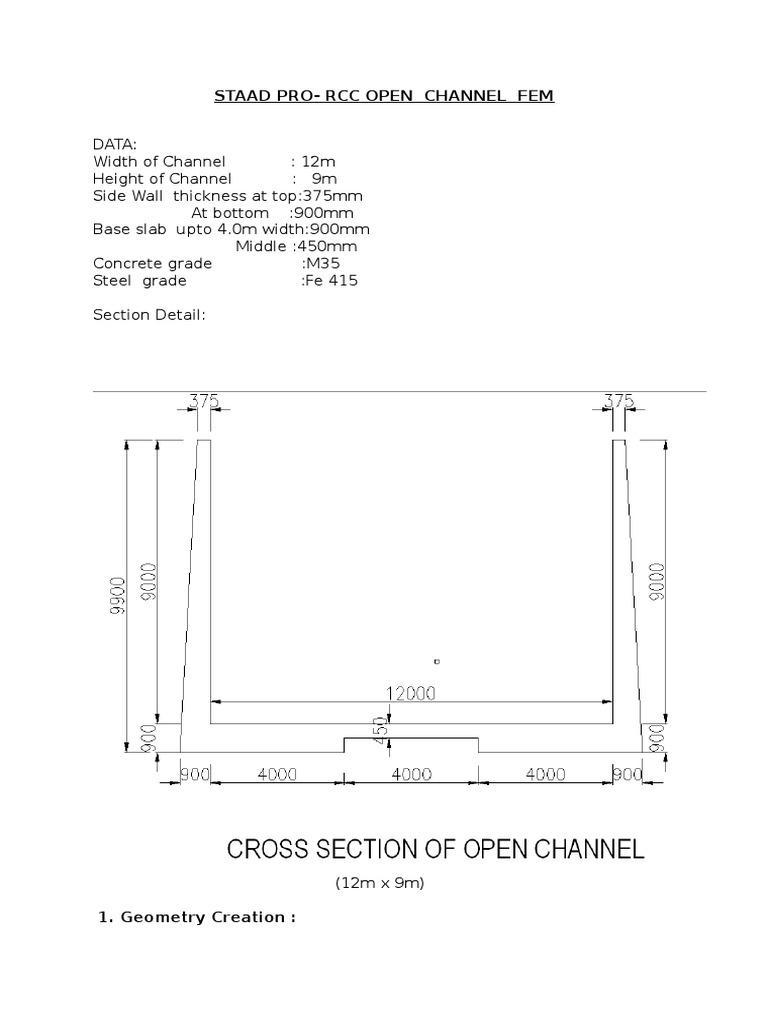 RCC Open Channel Design in STAAD Pro | PDF | Beam (Structure ...