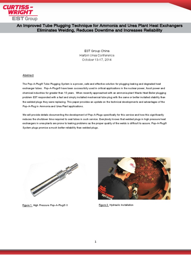 Plug Process Repair Heat Exchangers PDF | PDF