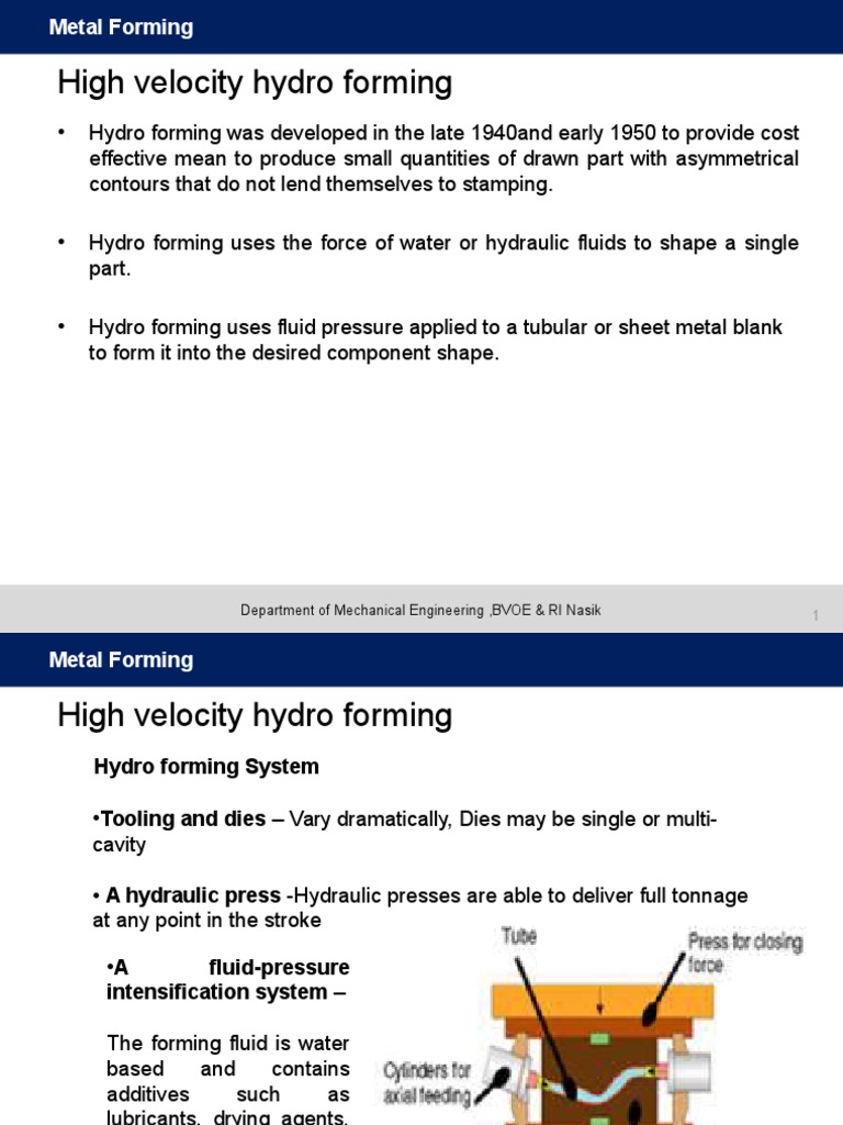 High Velocity Hyfro Forming | PDF | Sheet Metal | Mechanical Engineering