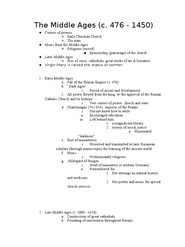 The Middle Ages (C. 476 - 1450) | PDF