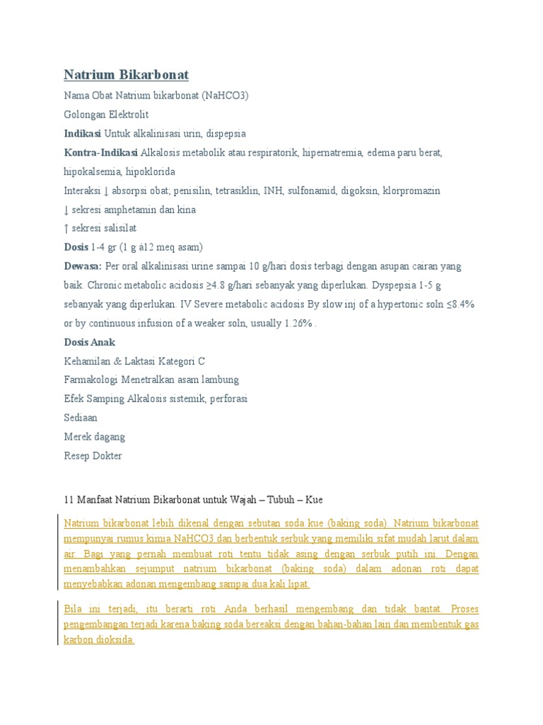 Manfaat dan Penggunaan Natrium Bikarbonat | PDF