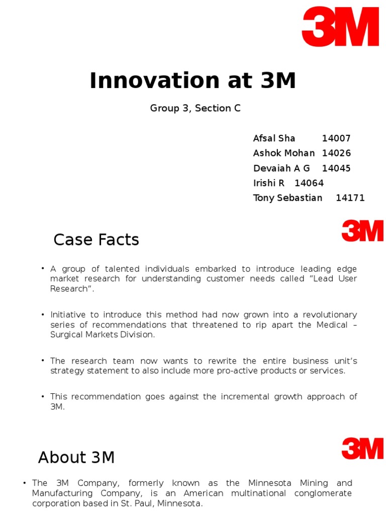 Innovations at 3M Presentation | PDF | Marketing Research | Innovation